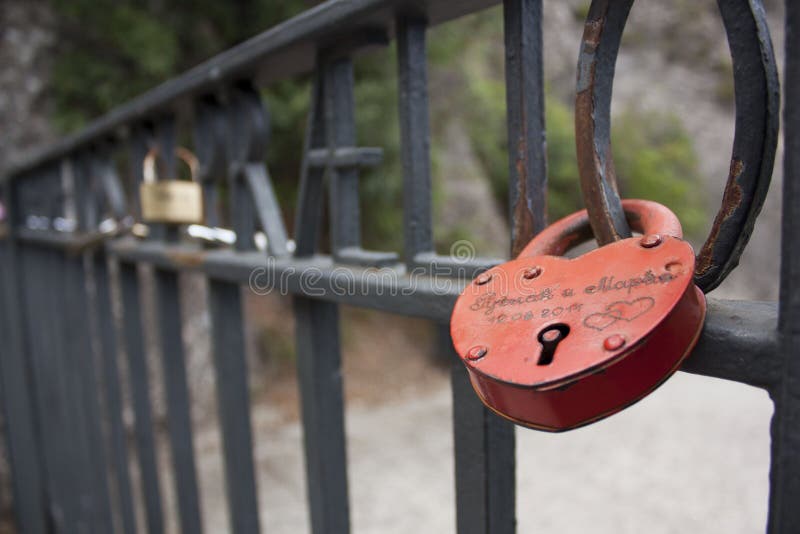 Red Lock. stock photo. Image of chain, heart, lock, closed - 37122980