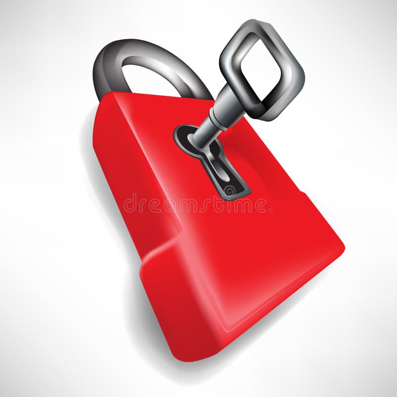 Red lock with key stock vector. Illustration of safety - 22342166