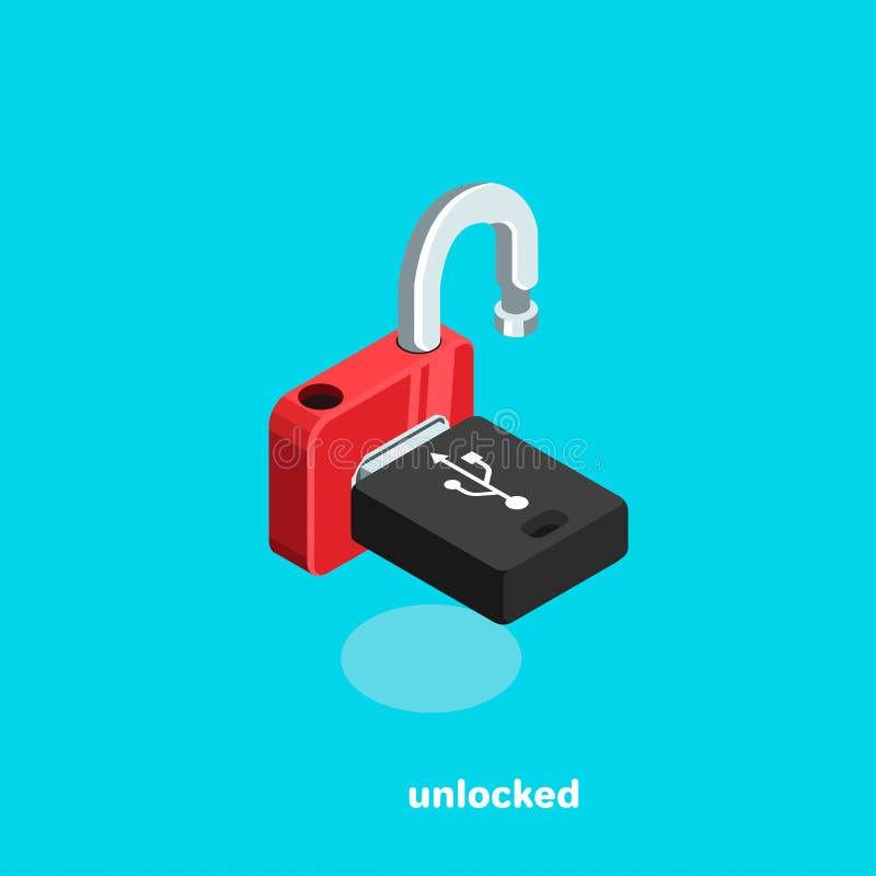 Red Lock and Key Flash Drive Stock Vector - Illustration of backup ...