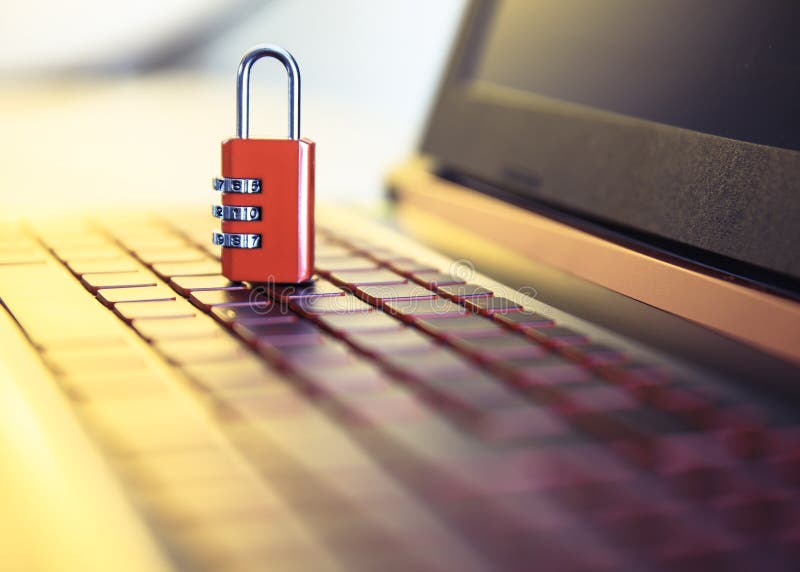 Red lock on keyboard stock image. Image of protection - 193058881