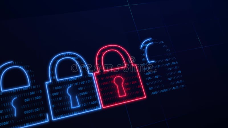 Red Lock with Matrix Interface Stock Video - Video of business ...