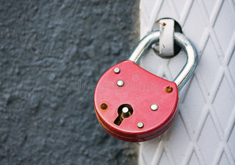 A red lock stock photo. Image of details, steel, door - 83963002