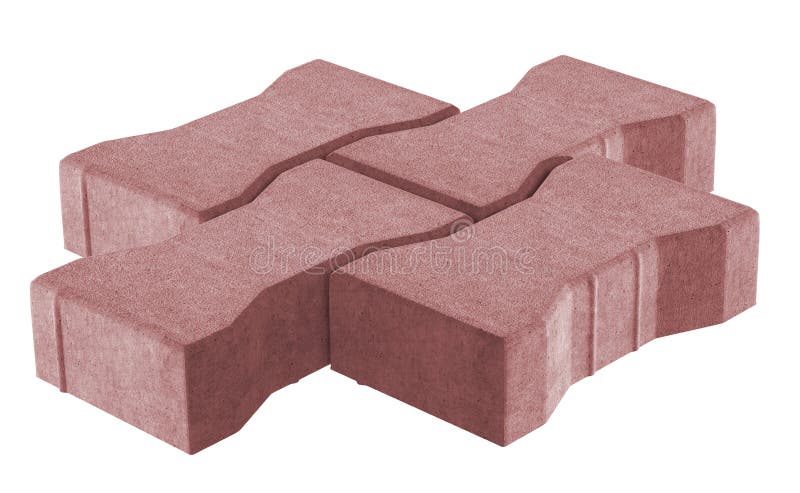 Red Lock Paving Bricks. Isolated on White Background Stock Illustration ...