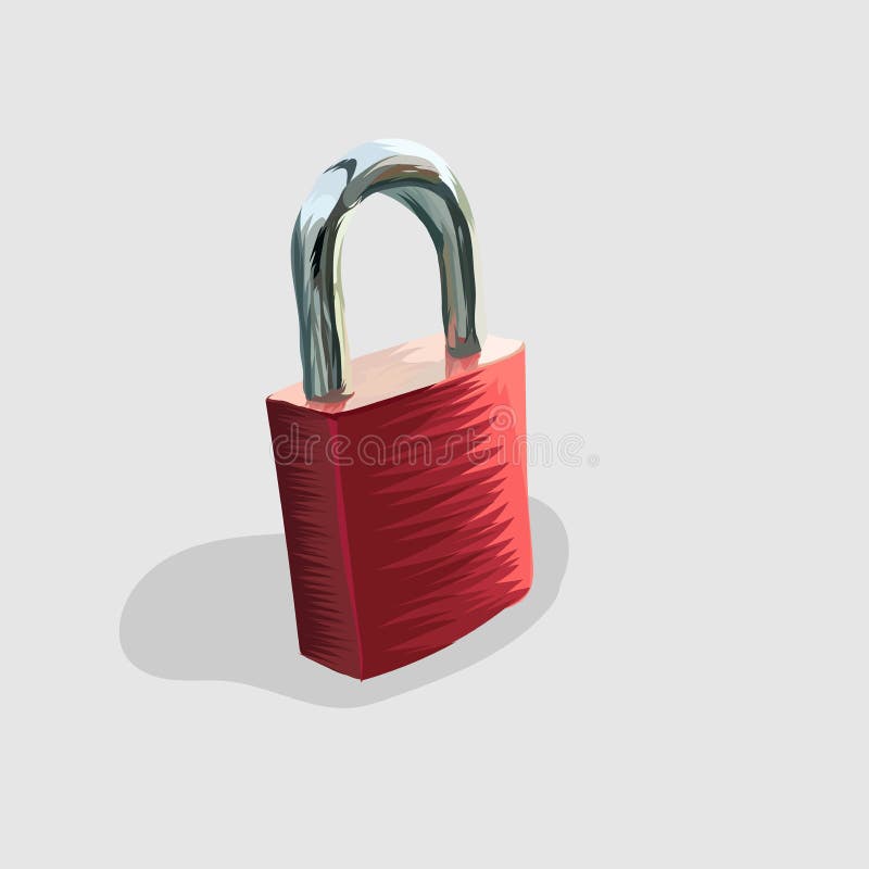 Red Lock Realistic Hand Drawn Illustrations and Vectors White ...