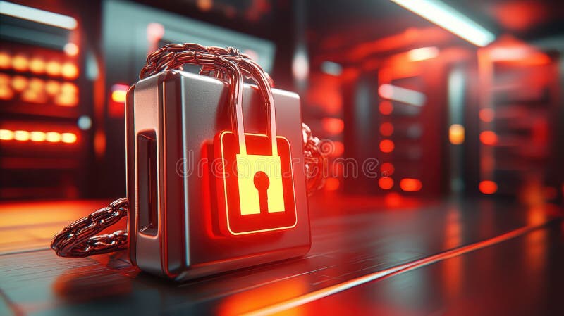 Red Lock Securing Metal Object, Enhanced Safety and Protection Measures ...