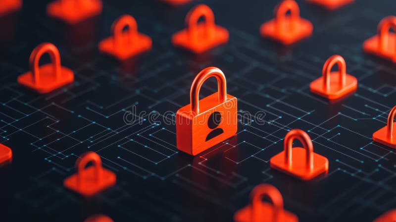 A Red Lock is Surrounded by Many Other Red Locks Stock Illustration ...