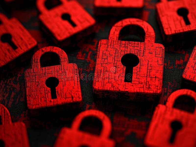 Red Lock Symbols on Dark Background Stock Photo - Image of protection ...