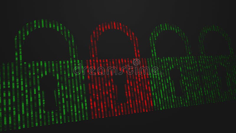 Red Lock Warning of the Danger of Computer Virus Invasion Stock ...