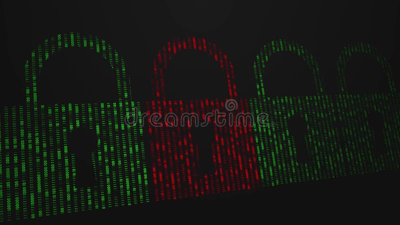 Red Lock Warning of the Danger of Computer Virus Invasion Stock Video ...