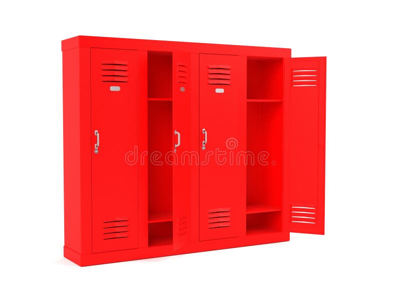 Lockers with One Open Door. Black Outline Drawing Stock Vector ...