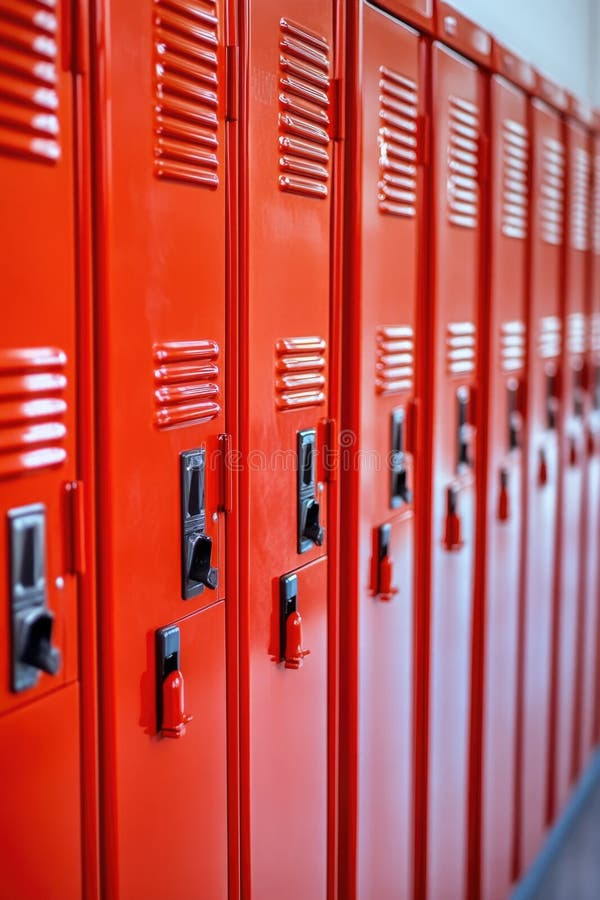 Red Lockers stock image. Image of institutional, personal - 358923661