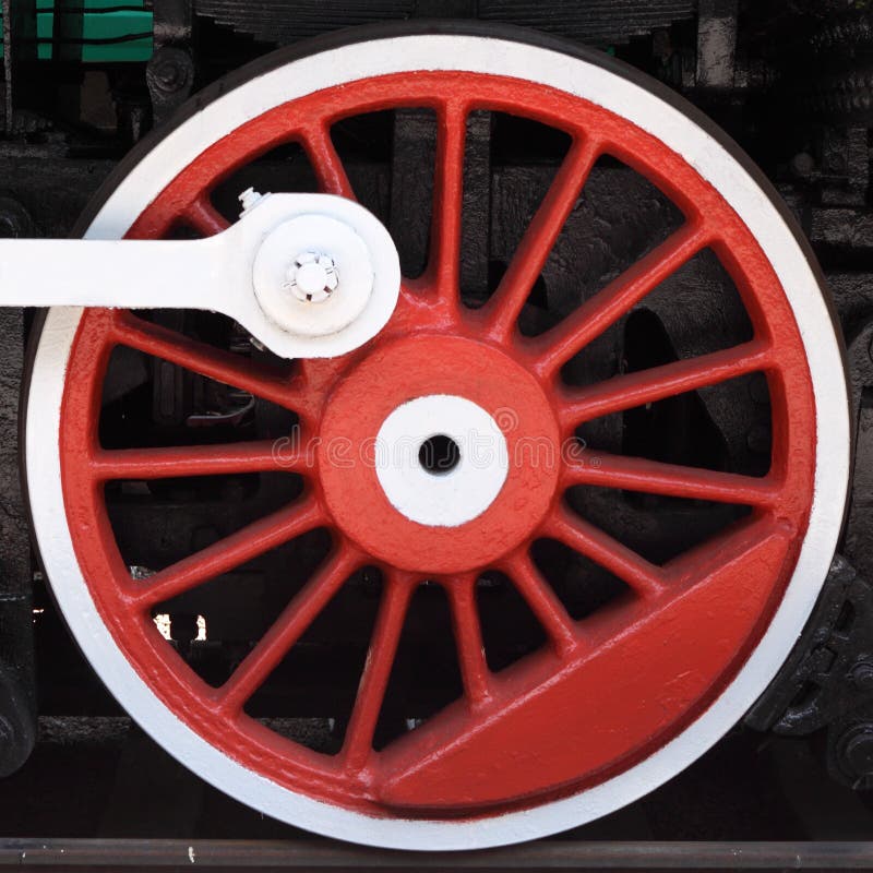 Red locomotive wheel stock image. Image of locomotive - 12105239