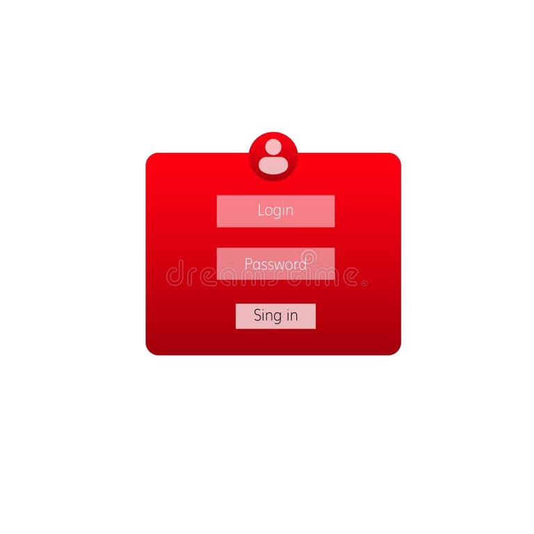 Red Login Interface with Icon Shows Username, Password, and Sing in ...