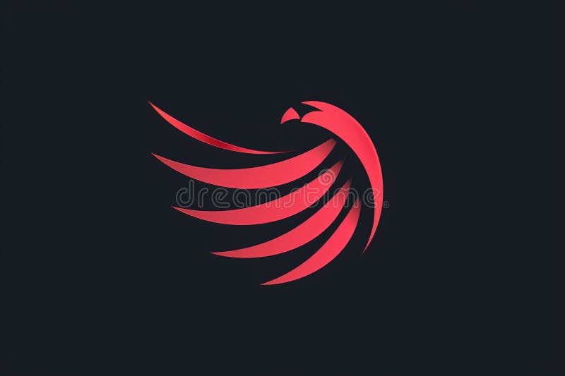 Red Logo on a Black Background Depicting a Bird. Stock Illustration ...