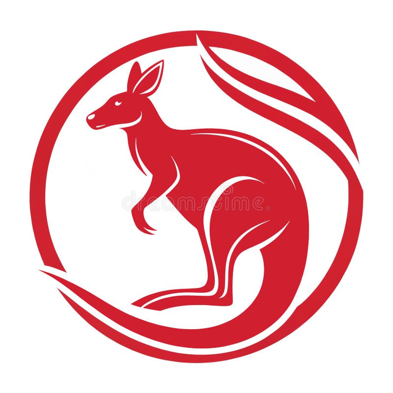 Red And White Kangaroo Logo Australian By Lalpina Kangaroo Logo