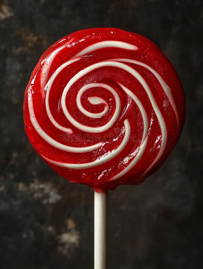 Red Lollipop with White Swirl on a Stick. Stock Image - Image of ...