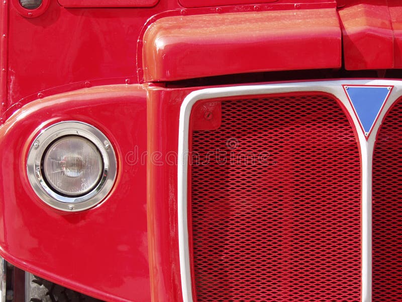 Red London Bus Grille stock photo. Image of european, headlight - 1170688