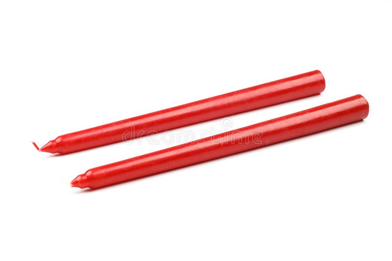 Red Long Candle Isolated Over White Background Stock Image - Image of ...