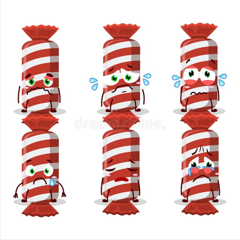 Red Long Candy Package Cartoon Character with Sad Expression Stock ...