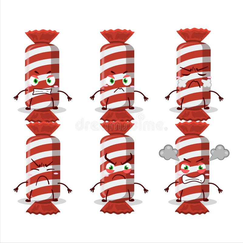 Red Long Candy Package Cartoon Character with Various Angry Expressions ...