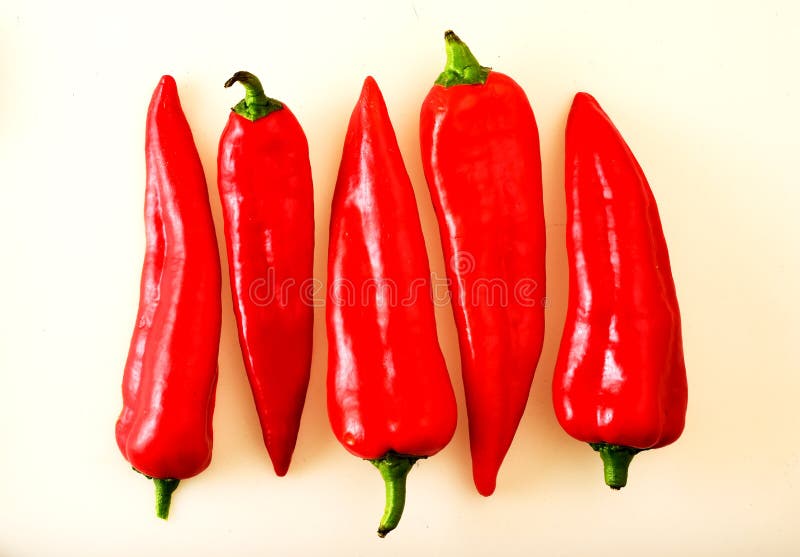 Red long Peppers stock photo. Image of background, front - 47638894