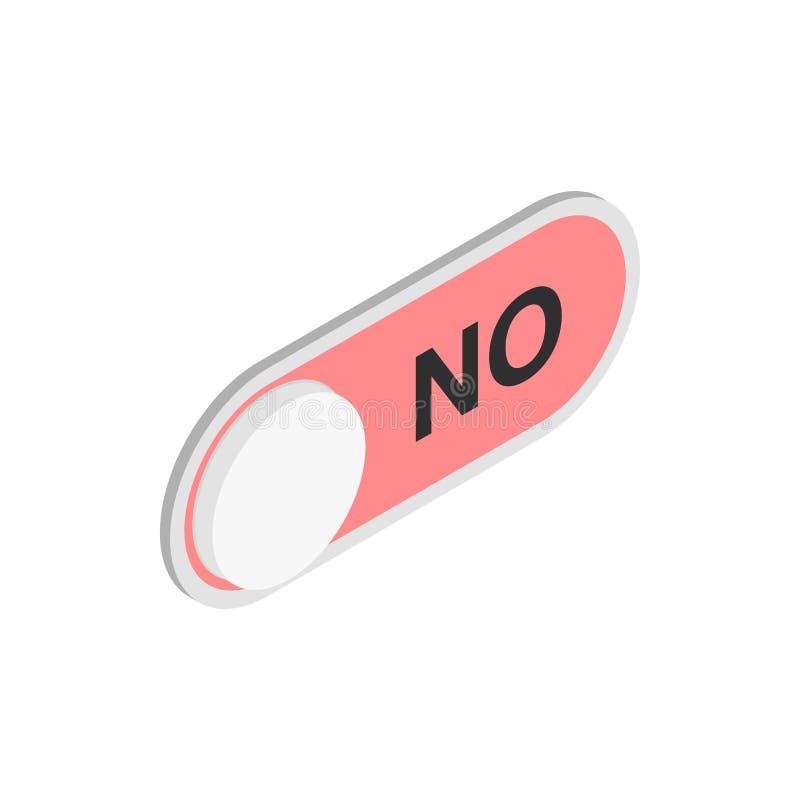 Red Long Round Button NO Icon, Isometric 3d Style Stock Illustration ...