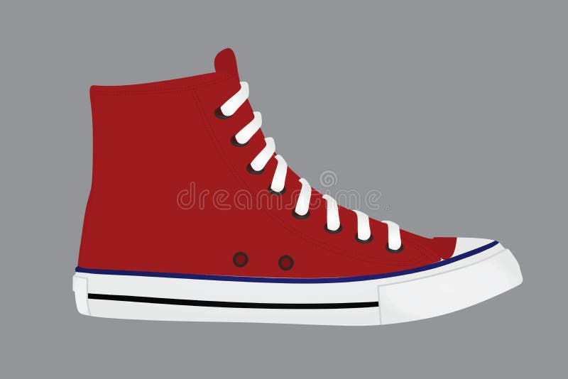 Red Sneaker Shoe, Side View Stock Vector - Illustration of bright ...