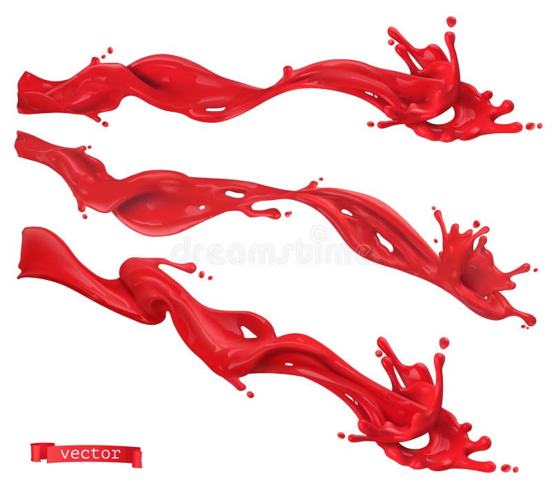 Red Long Splashes of Paint. 3d Realistic Vector Illustration Stock ...