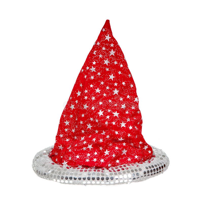 Red wizard cap with stars stock image. Image of object - 112091081