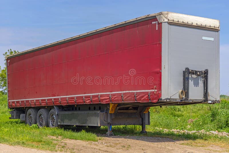 Red Lorry Trailer stock photo. Image of transportation - 247169854