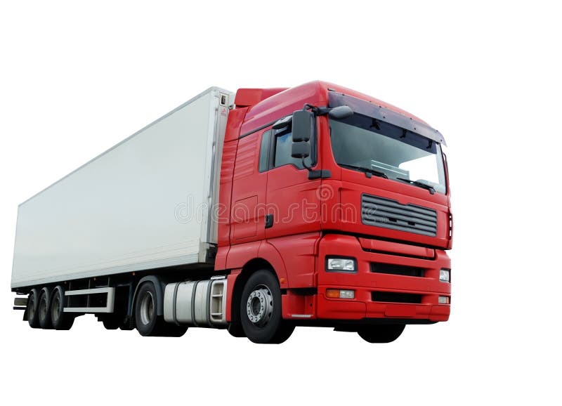 White Lorry with Trailer Over Blue Sky Stock Image - Image of ...