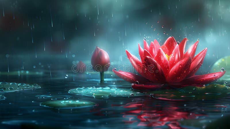 Red Lotus in Boing Lahn of Cheyapam Stock Image - Image of bright ...