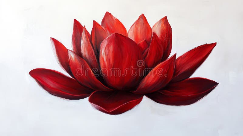 Red Lotus Flower Painting Closeup Stock Illustration - Illustration of ...