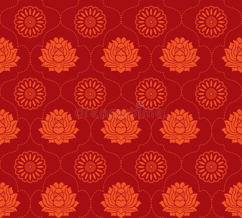 Red Lotus Seamless Background Stock Illustration - Illustration of ...