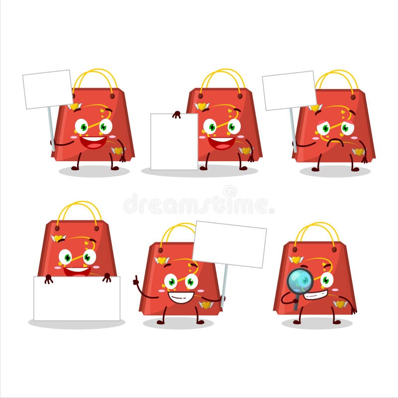Red Love Bag Cartoon Character Bring Information Board Stock Vector