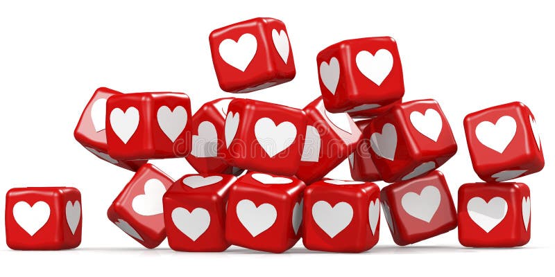 Red Love Cubes Isolated on White Background Stock Illustration ...