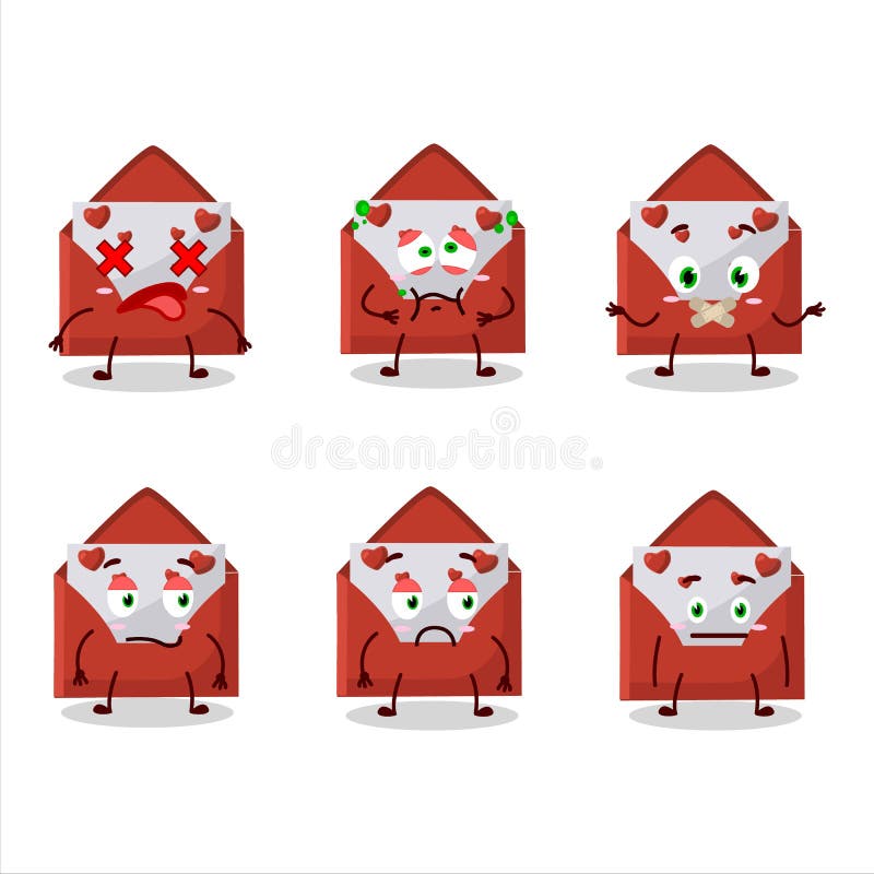Red Love Envelope Cartoon Character with Nope Expression Stock Vector ...
