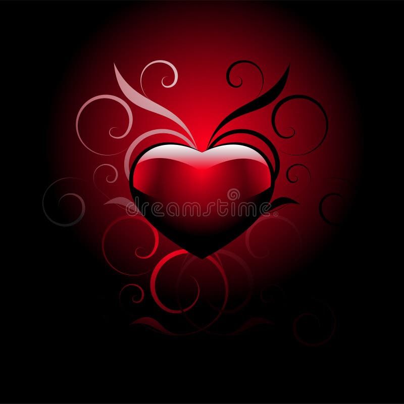 Red Love Hearts Black Background