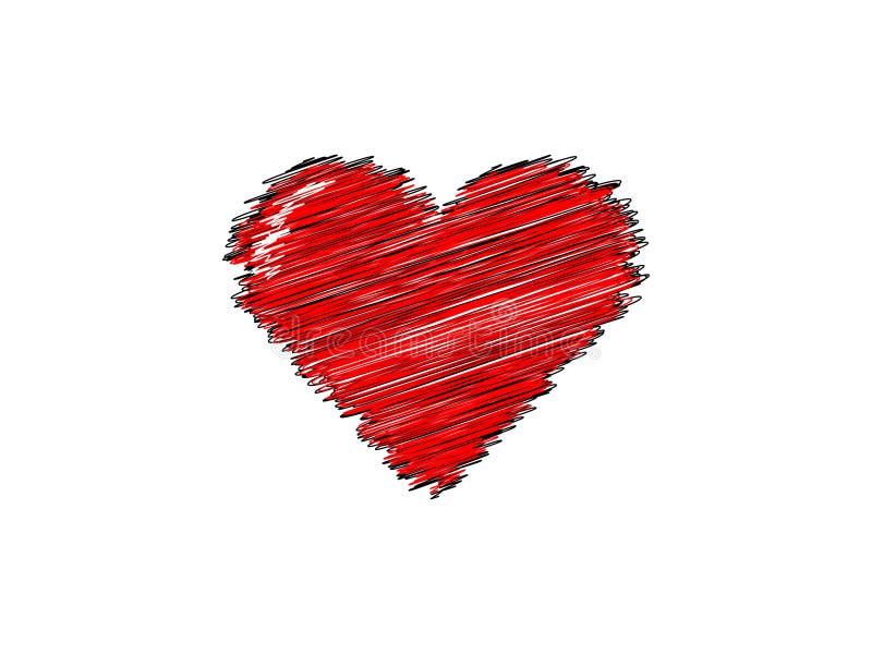 Red Love Heart with Black Line Clip Art Stock Illustration ...