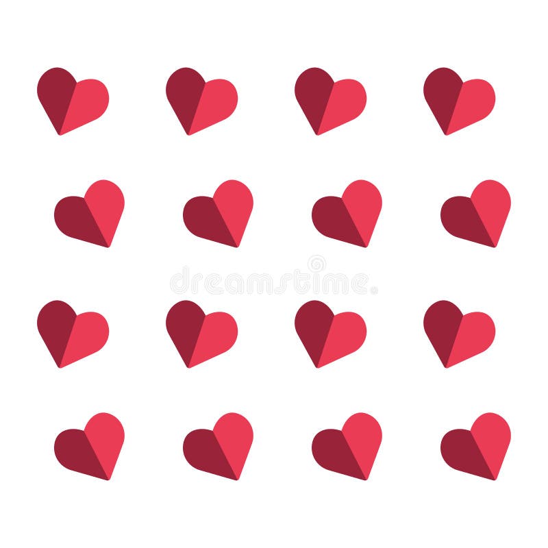 Red Love Heart Set Icons Isolated on White. Background Stock ...