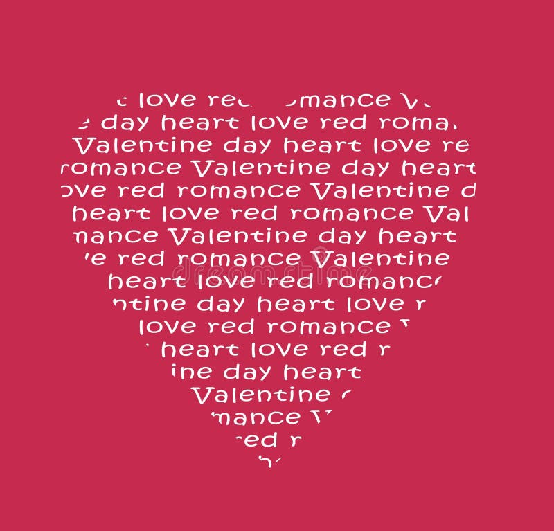 Red Love Heart for Valentine Day Typography. Stock Illustration ...