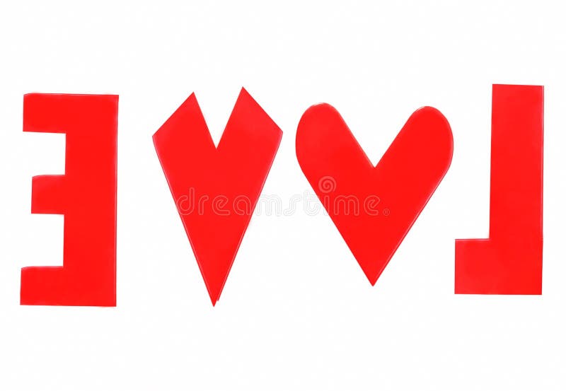 Red Love Letter Arranging Backsword on White Background Stock ...