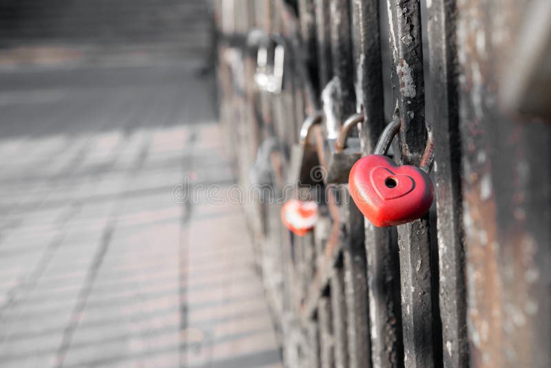 Red love lock stock image. Image of hanging, passion - 16456963