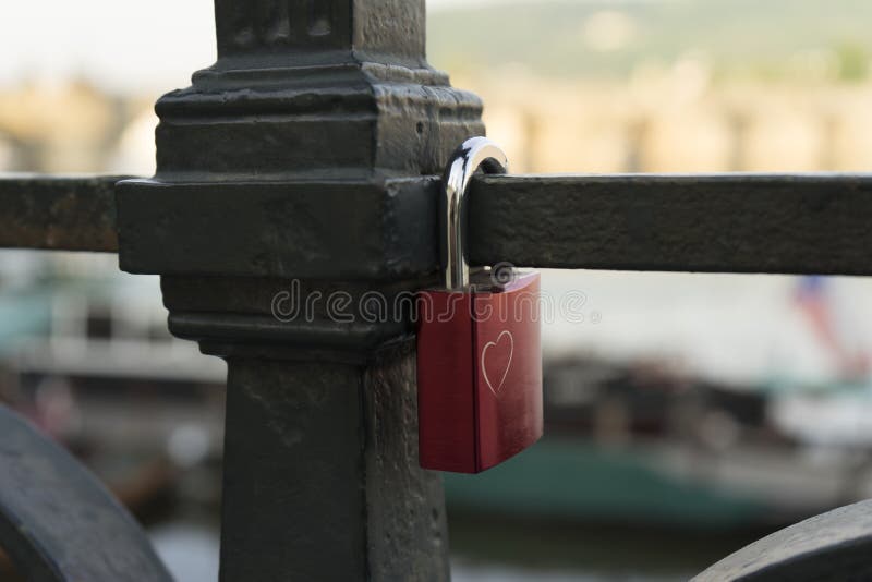 Red love lock stock image. Image of hanging, passion - 16456963