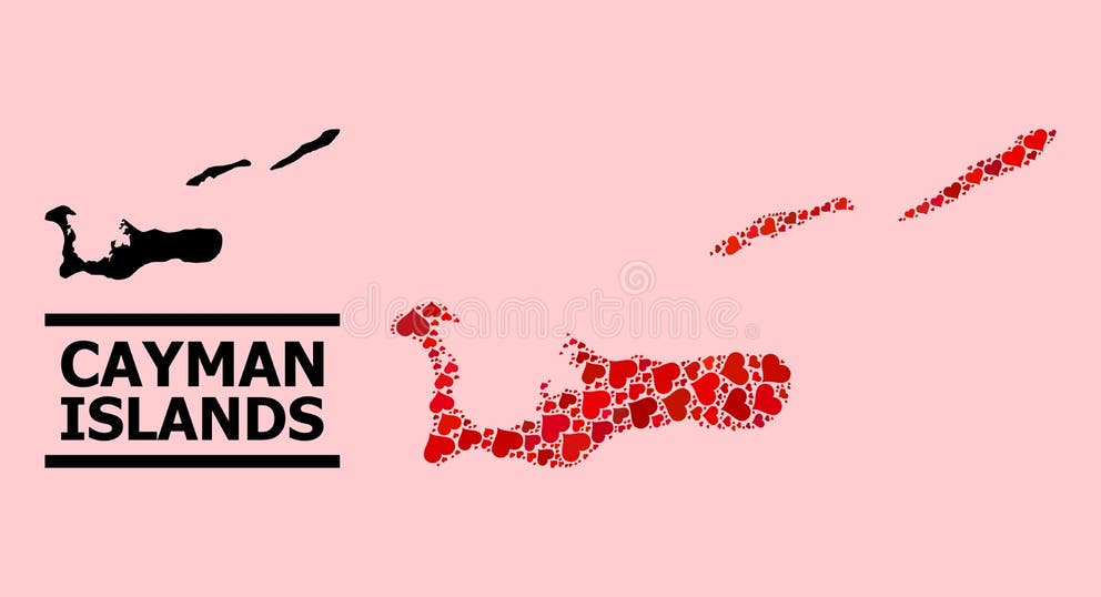 Red Love Pattern Map of Cayman Islands Stock Vector - Illustration of ...
