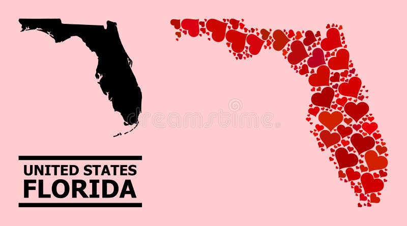 Red Lovely Pattern Map of Florida State Stock Vector - Illustration of ...