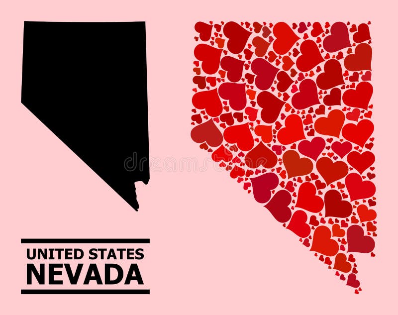 Red Lovely Pattern Map of Nevada State Stock Illustration ...