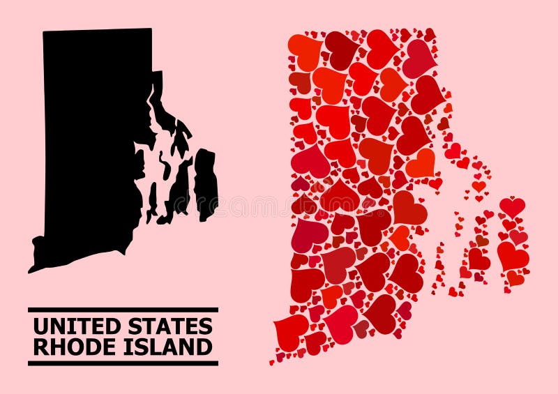 Red Lovely Pattern Map of Rhode Island State Stock Illustration ...