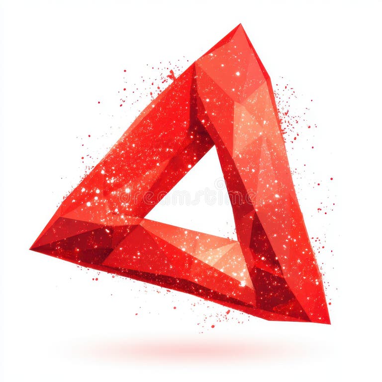 Red Low Poly Gemstone Triangle on White Stock Illustration ...