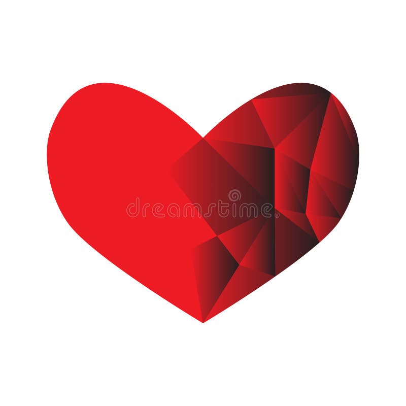 Red Low poly heart stock vector. Illustration of love - 95751443